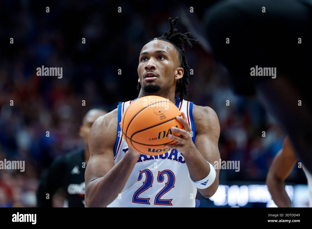 Kansas guard Darryn Peterson at the line during an NCAA college ...