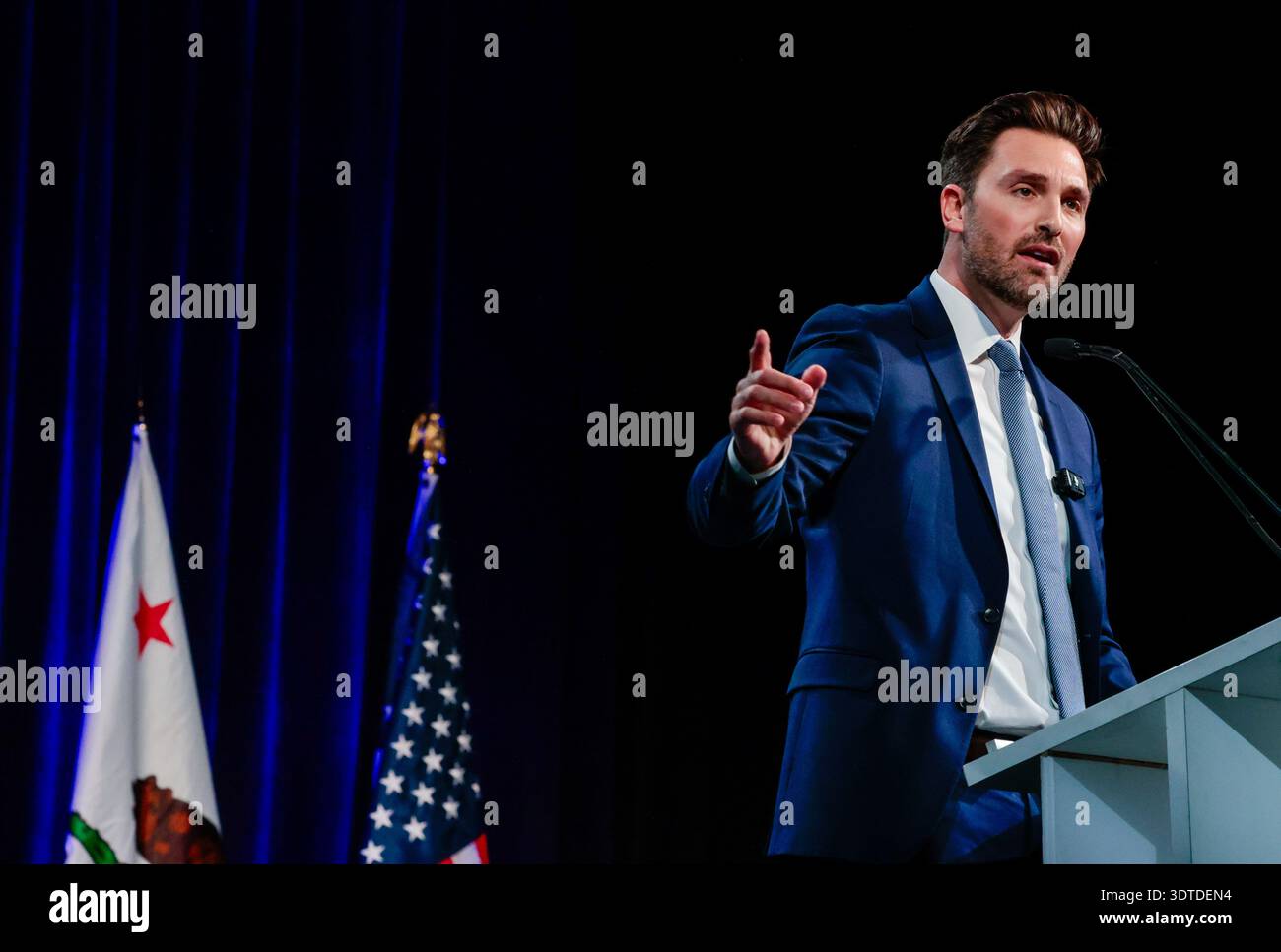 California gubernatorial candidate Ian Calderon delivers remarks during ...