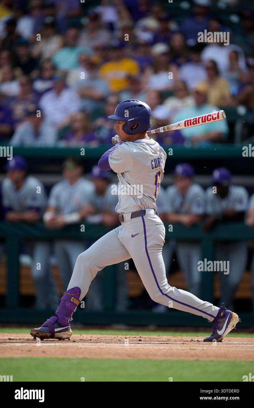 LSU Tigers Derek Curiel (6) bats during an NCAA baseball game against ...