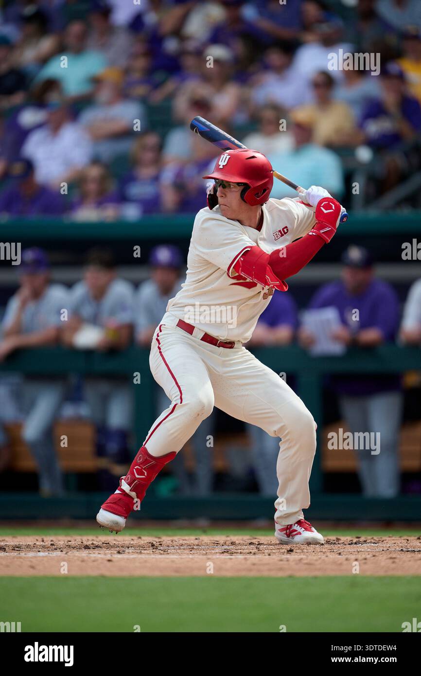 Indiana Hoosiers Jake Hanley (34) bats during an NCAA baseball game ...