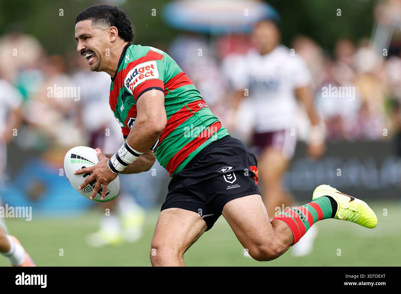 Cody Walker of the Rabbitohs scores a try during the NRL Pre Season ...