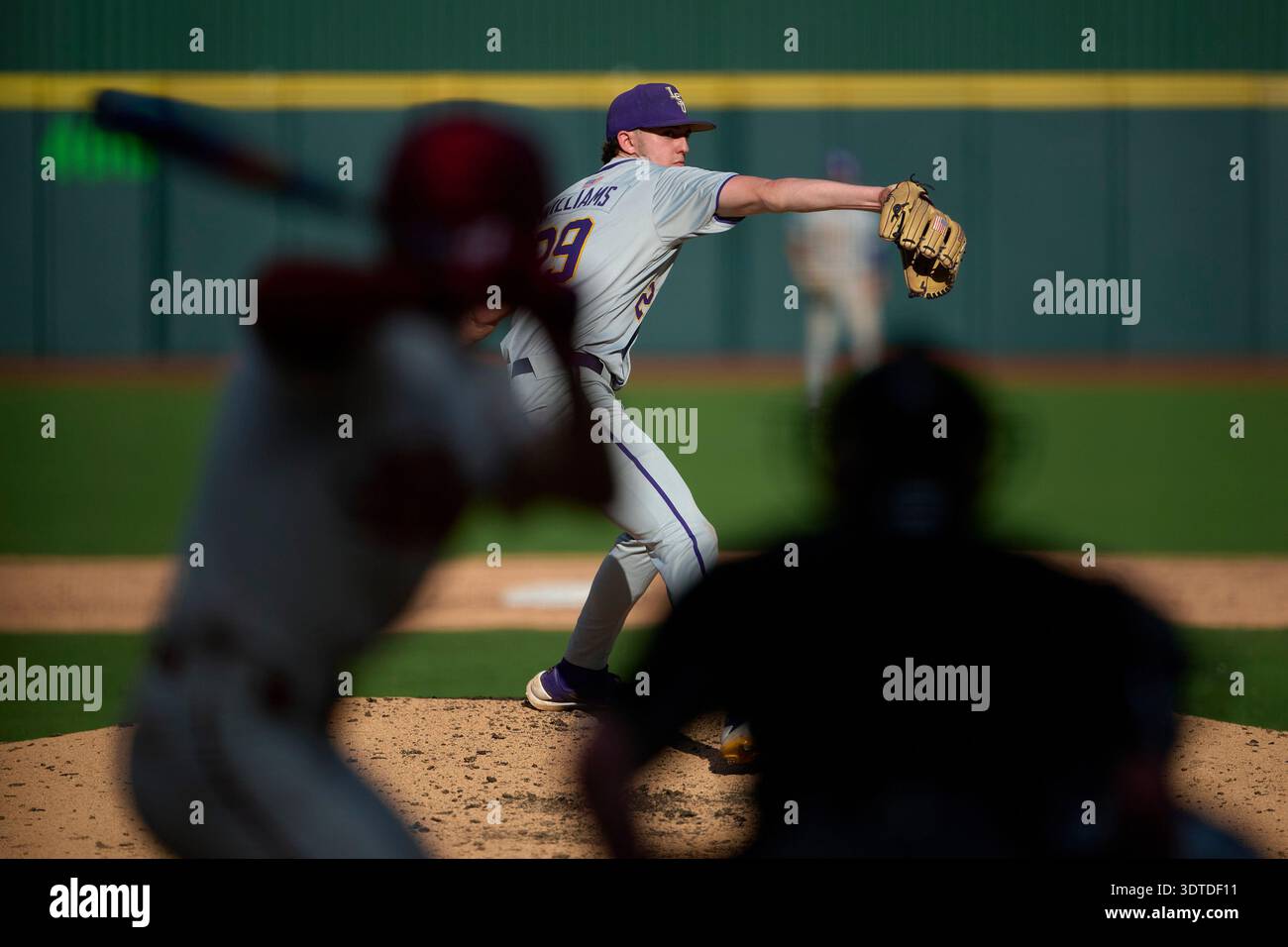 LSU Tigers pitcher Cooper Williams (29) delivers a pitch during an NCAA ...
