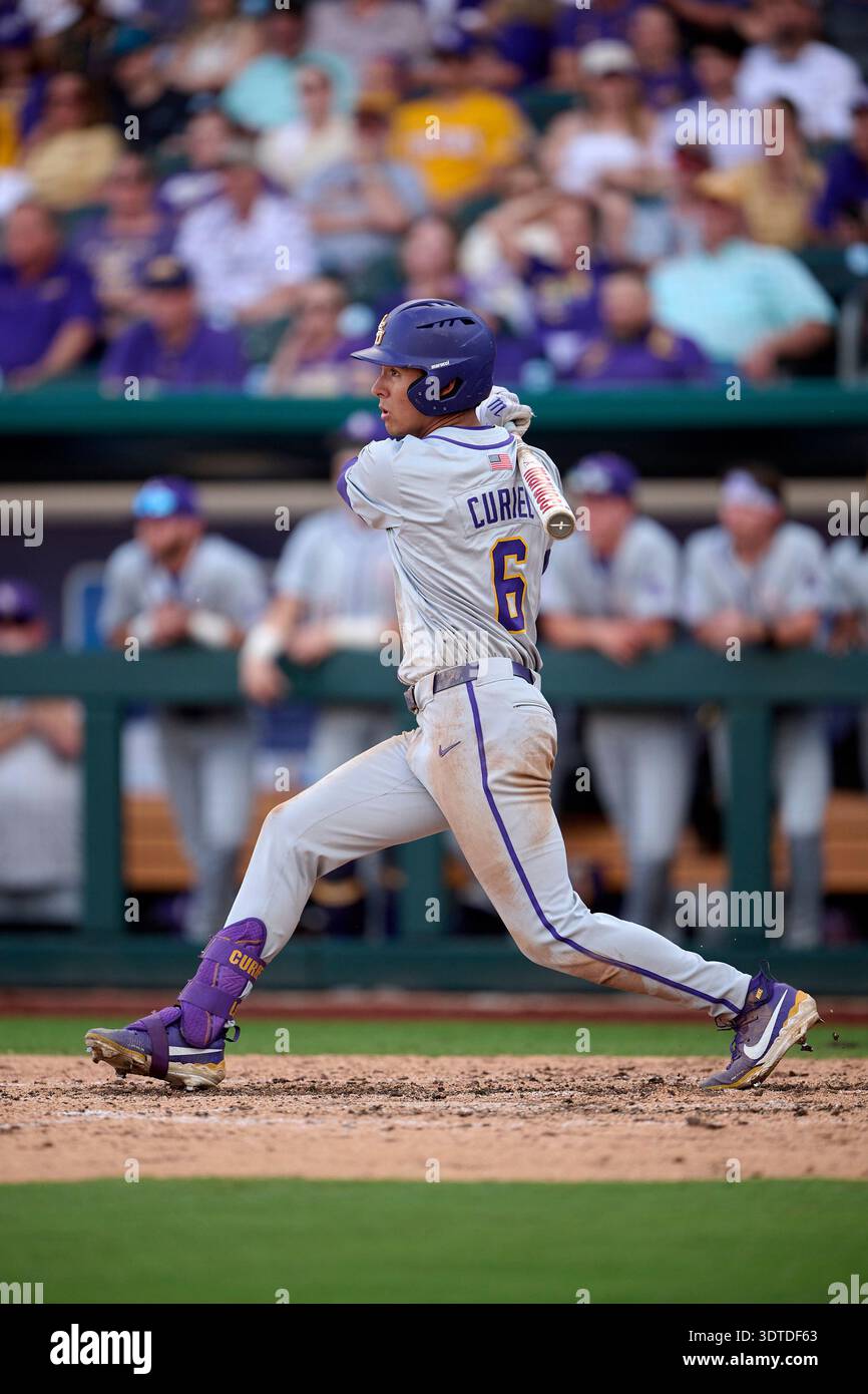 LSU Tigers Derek Curiel (6) bats during an NCAA baseball game against ...