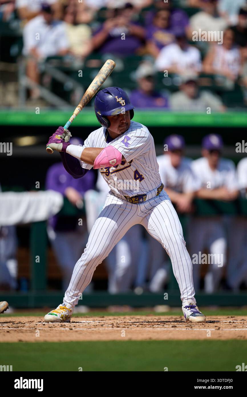 LSU Tigers Steven Milam (4) bats during an NCAA baseball game against ...