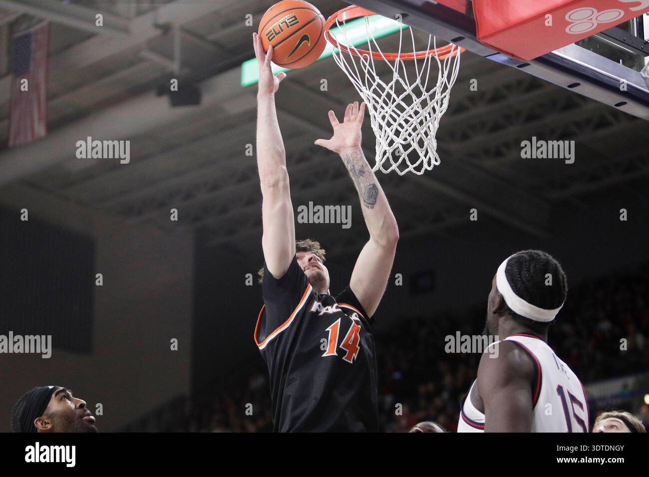 Pacific center Isaac Jack (14) shoots during the second half of an NCAA ...