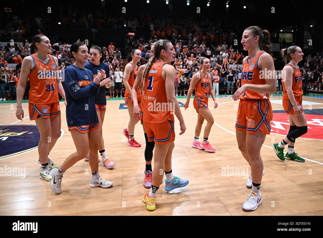 Townsville Fire celebrate after winning the WNBL Finals series match ...