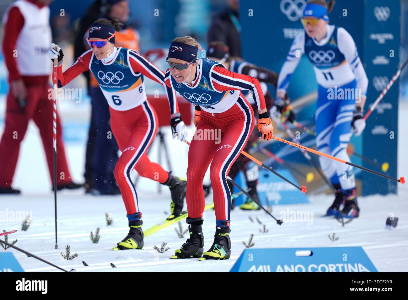 Val di Fiemme, Italy. 22nd Feb 2026. Heidi Weng and Astrid Øyre Slind ...