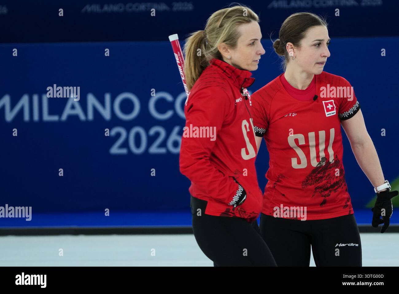 Switzerland's Silvana Tirinzoni, left, and Selina Witschonke react ...