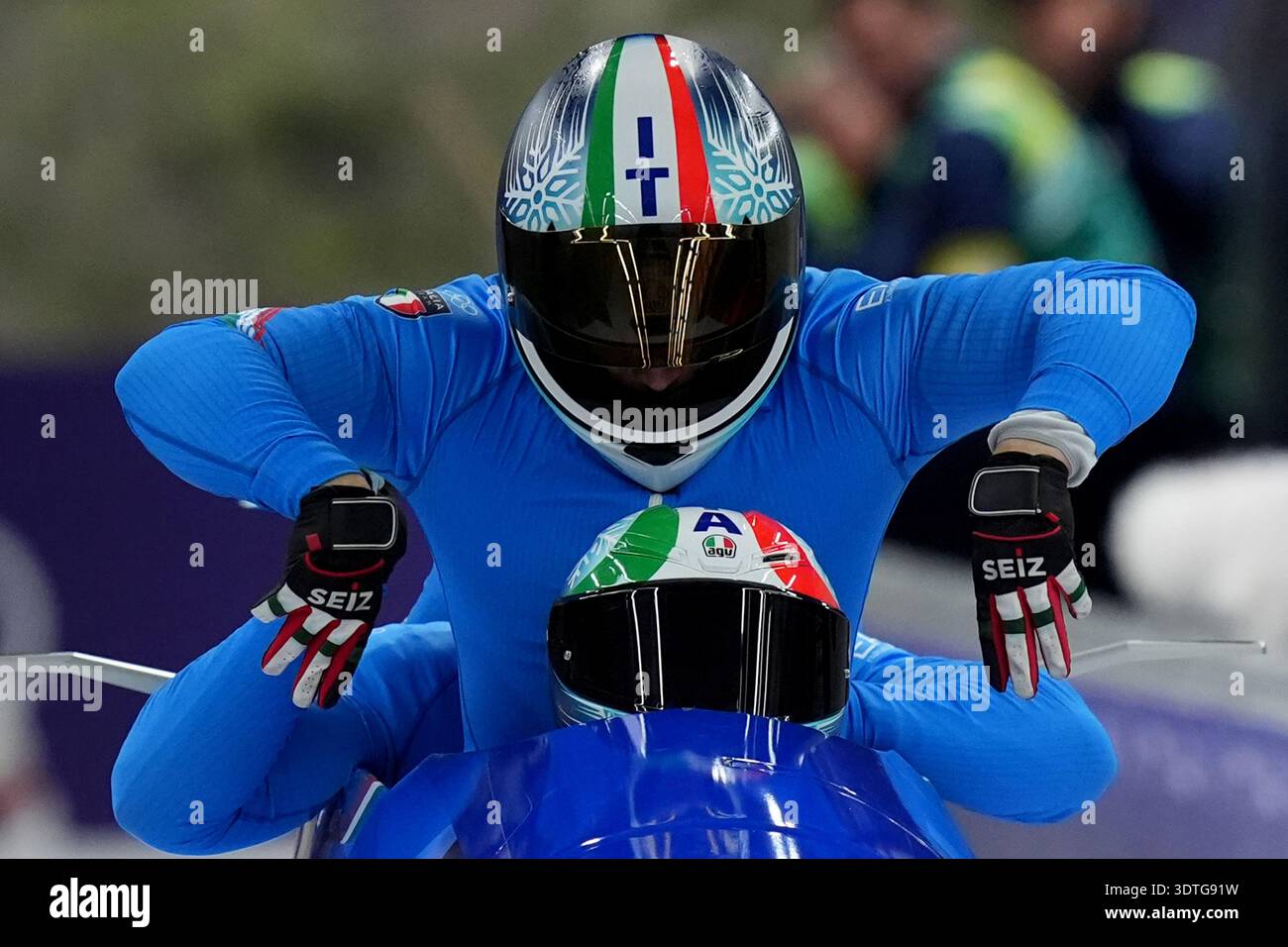 Italy ’s team Bobsleigh 4-man run 3 at the Cortina Sliding Centre at ...