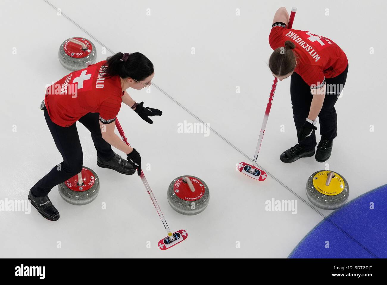 Switzerland's Selina Witschonke, right, and Carole Howald, compete ...