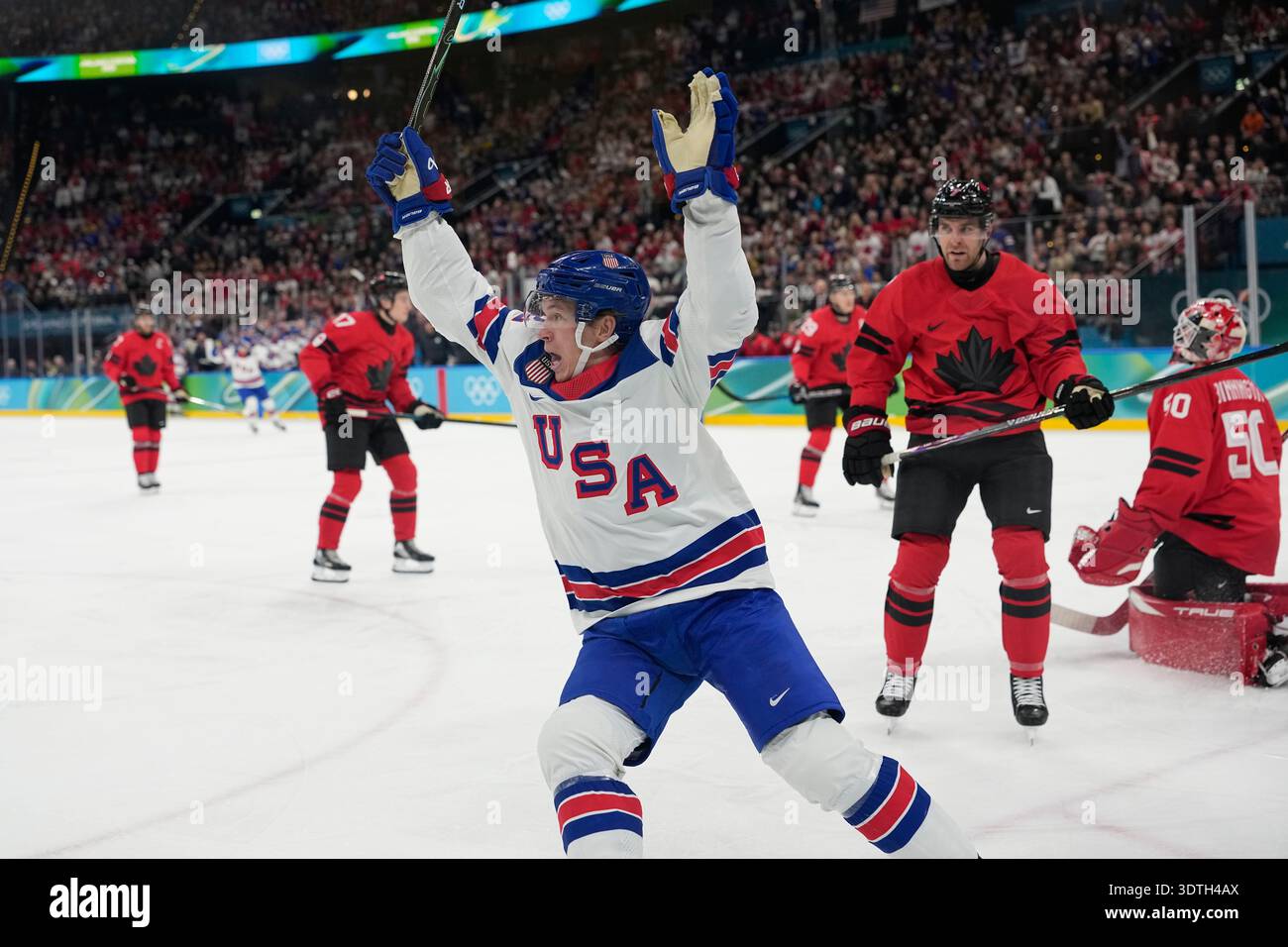 United States' Matt Boldy, celebrates after scoring the opening goal ...