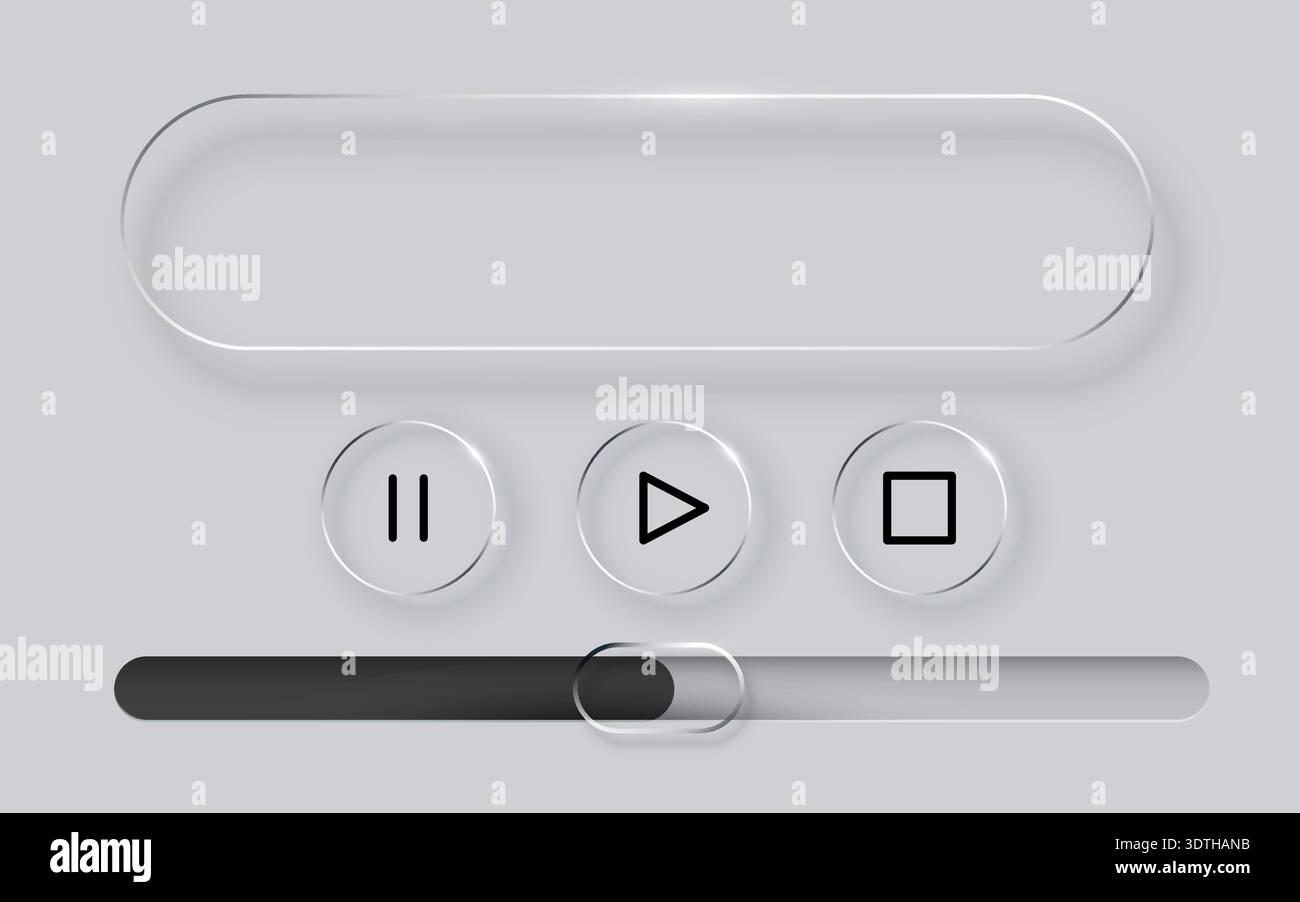 Neumorphic UI media player with control buttons. Sleek modern design ...