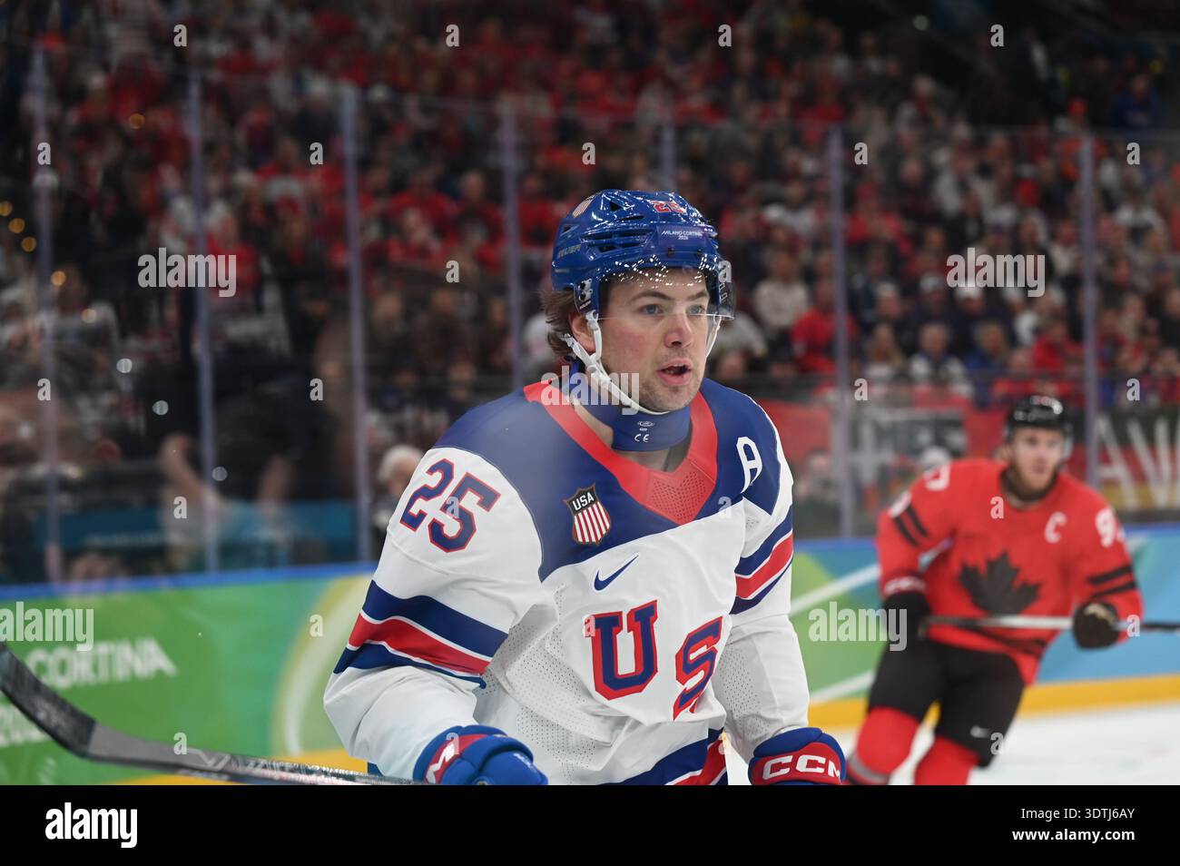 Milan, Italy. 22 Feb, 2026. Charlie McAvoy (USA) during the Winter ...