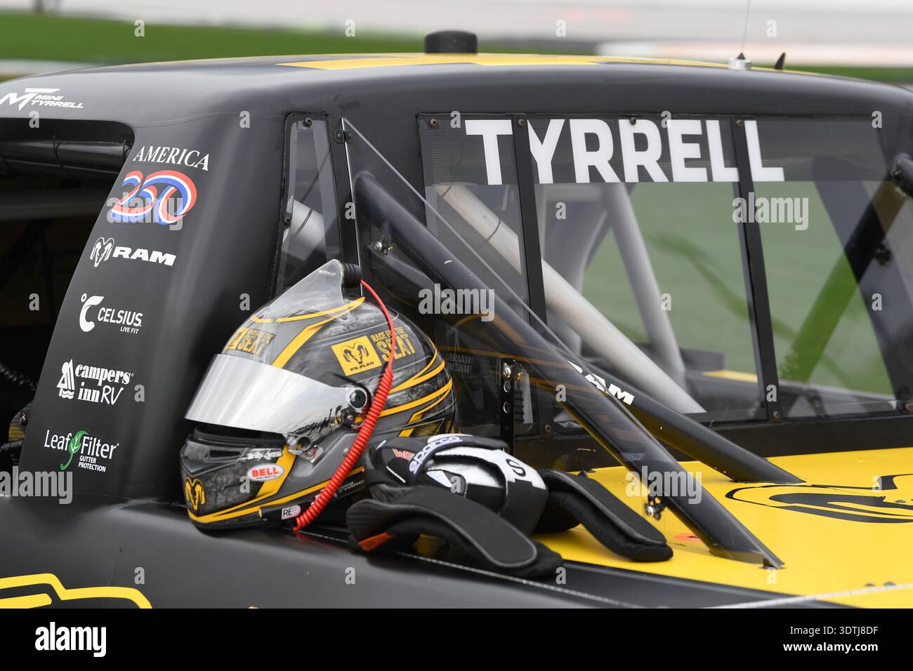 ATLANTA, GA - FEBRUARY 21: The helmet of Mini Tyrrell (#14 Kaulig ...