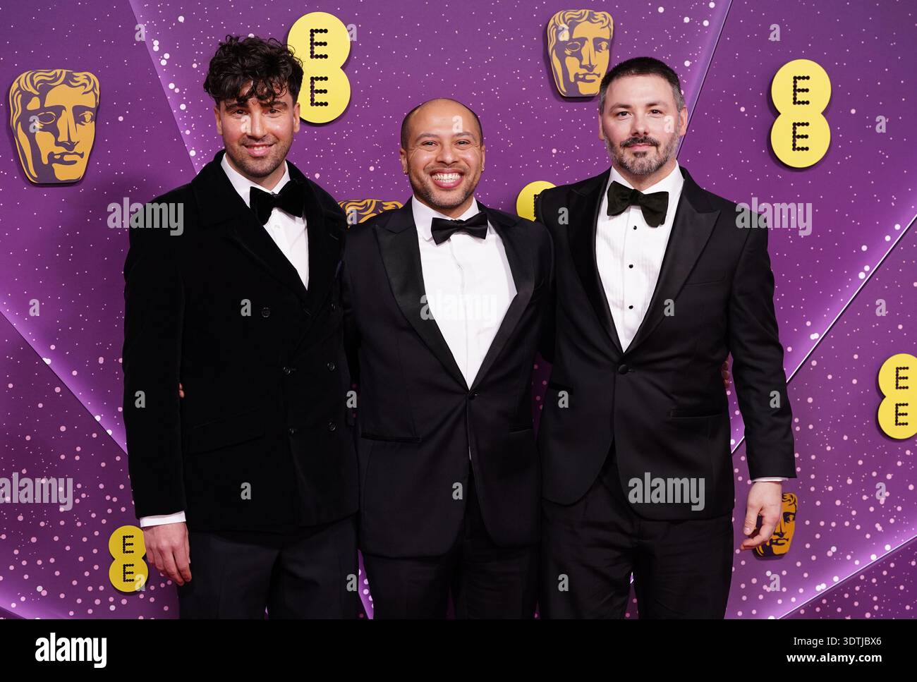 Ben Jackson, Dean Atta and Baz Sells attend the 79th British Academy ...