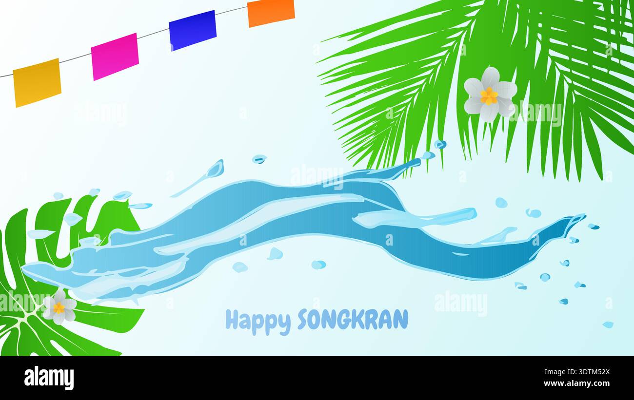 Songkran Thai New Year Water Festival Splash Vibrant flowers and joyful ...
