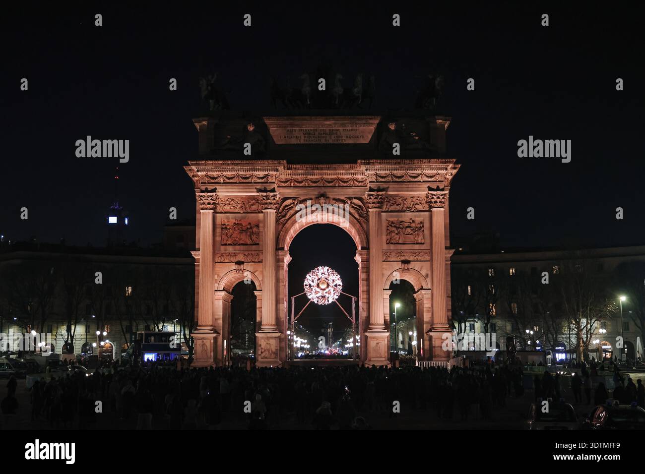 Milan, The final show of the Olympic cauldron at the Arco della Pace ...