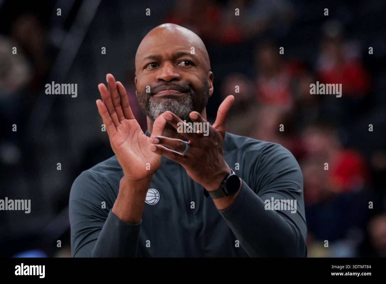 Orlando Magic head coach Jamahl Mosley reacts during the first half of ...