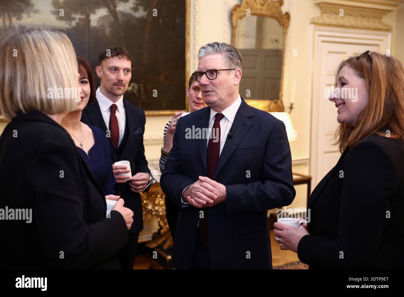 Britain's Prime Minister Keir Starmer speaks at a small reception ahead ...