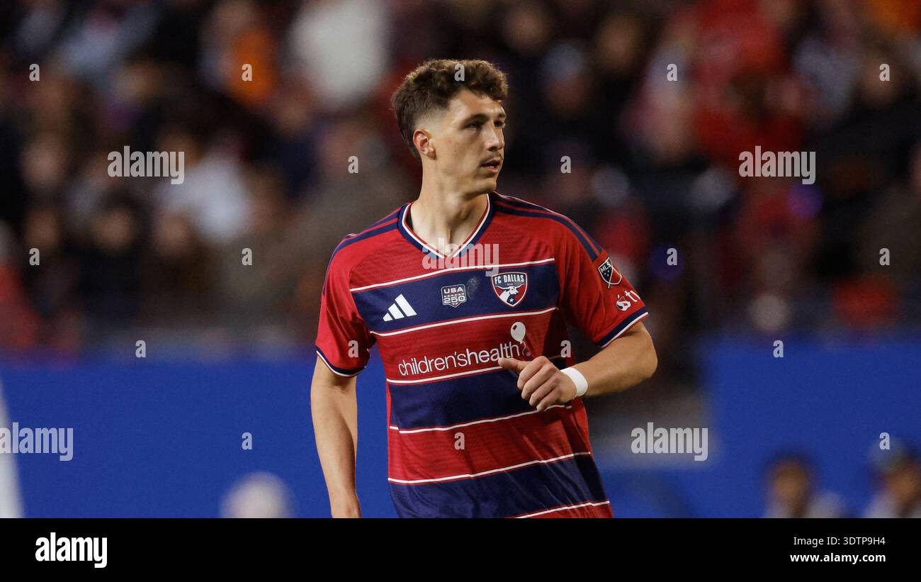 FC Dallas forward Logan Farrington is seen during an MLS soccer match ...