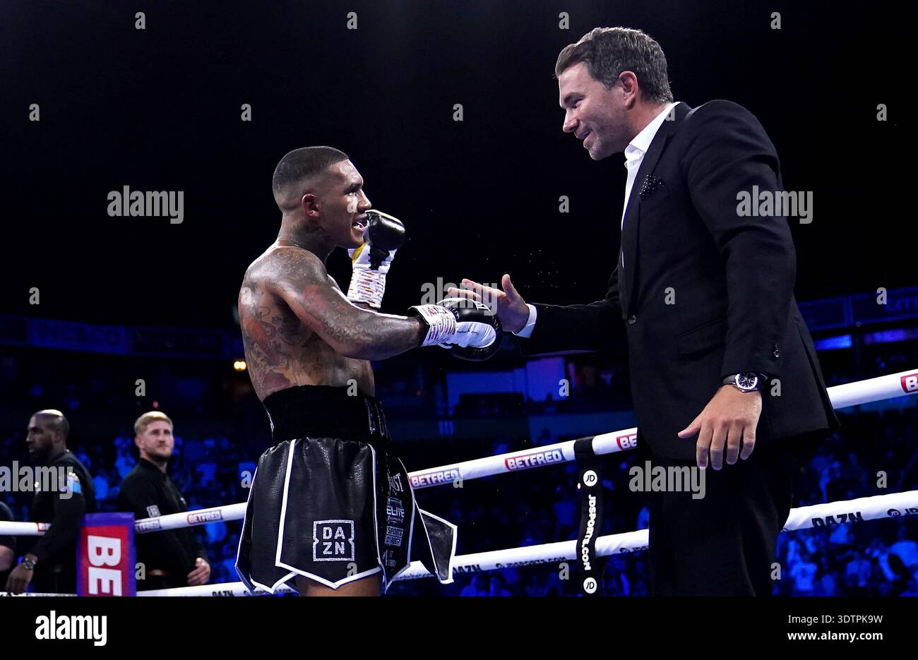 File photo dated 16-04-2022 of Conor Benn (left) and Matchroom chairman ...