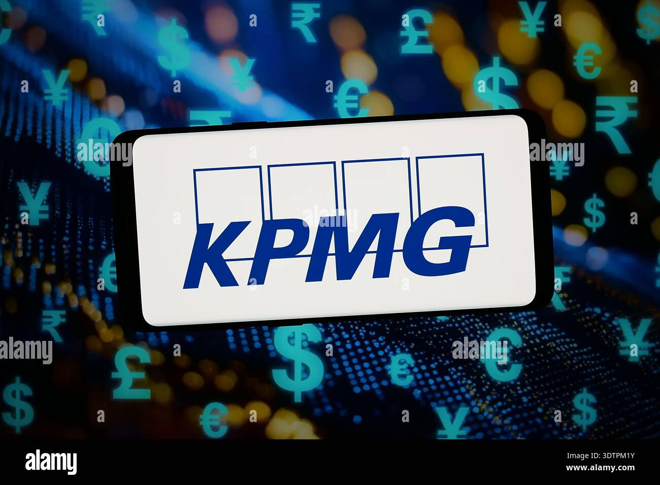 In this photo illustration, the logo of consulting company KPMG ...