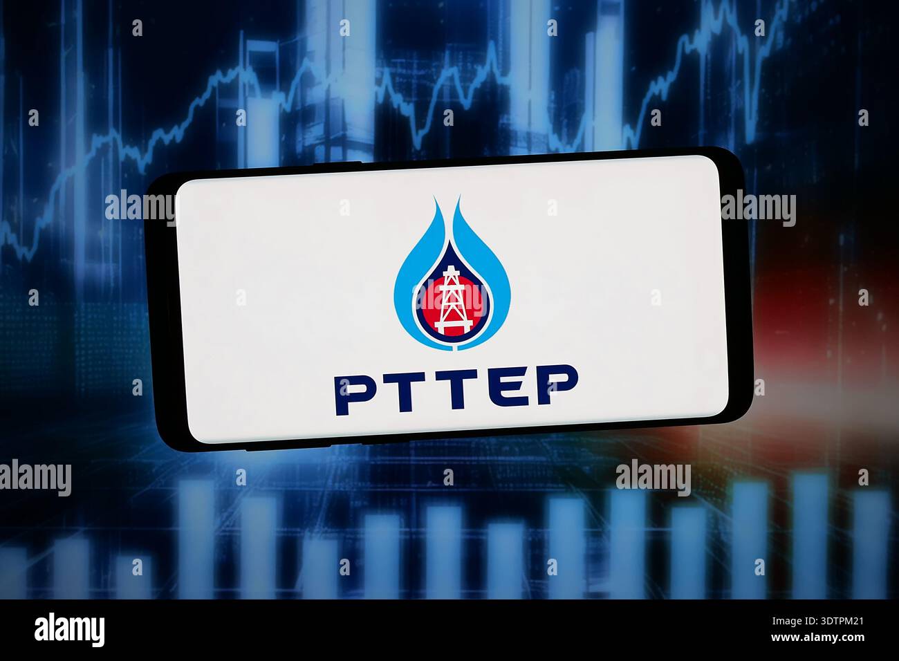 In this photo illustration, the logo of PTT Exploration and Production ...