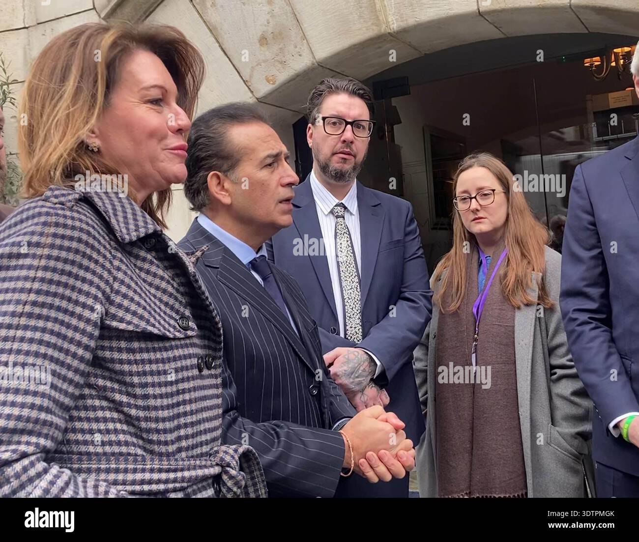 Grab from PA video of (left to right) Emma Webber the mother of Barnaby ...