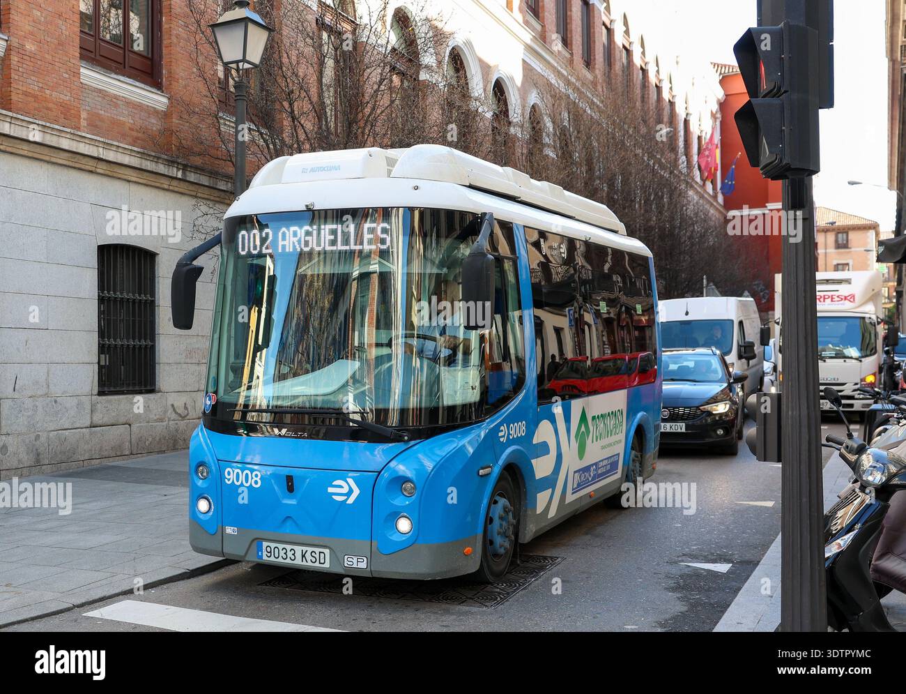 A bus on line 002, on 23 February 2026, in Madrid (Spain). EMT Madrid's ...