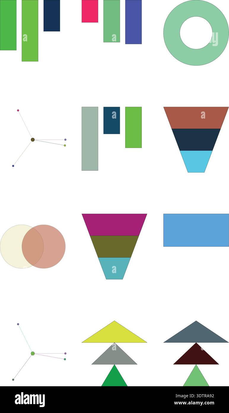 Diverse collection of colorful abstract infographic elements: charts ...
