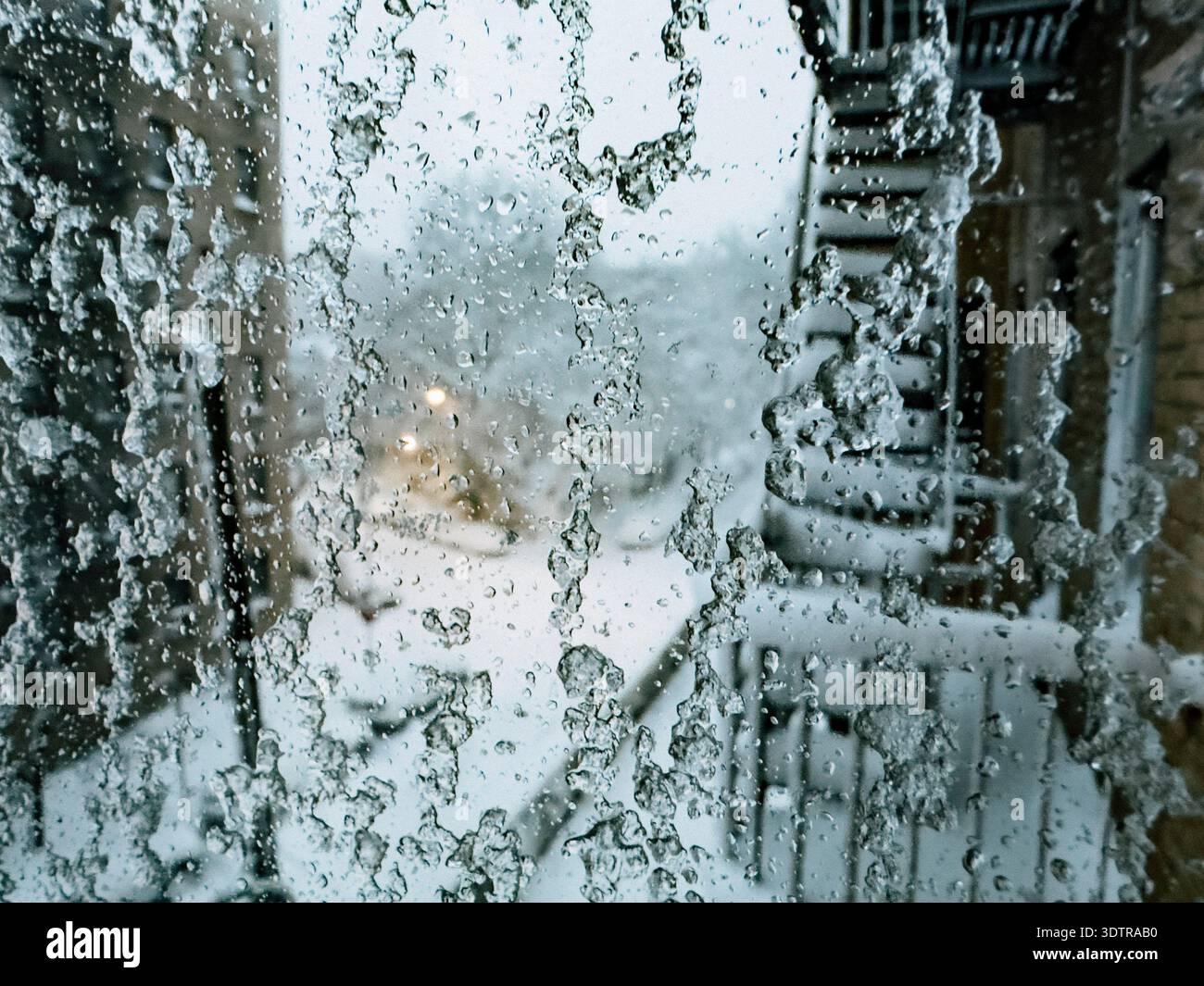 February 23, 2026, Bronx, New York, USA: In the Bronx icy snow frosted ...