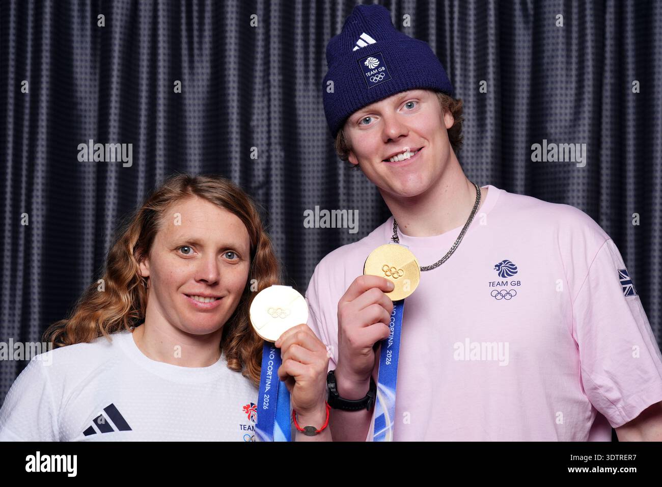 Great Britain's Charlotte Bankes and Huw Nightingale pose with their ...