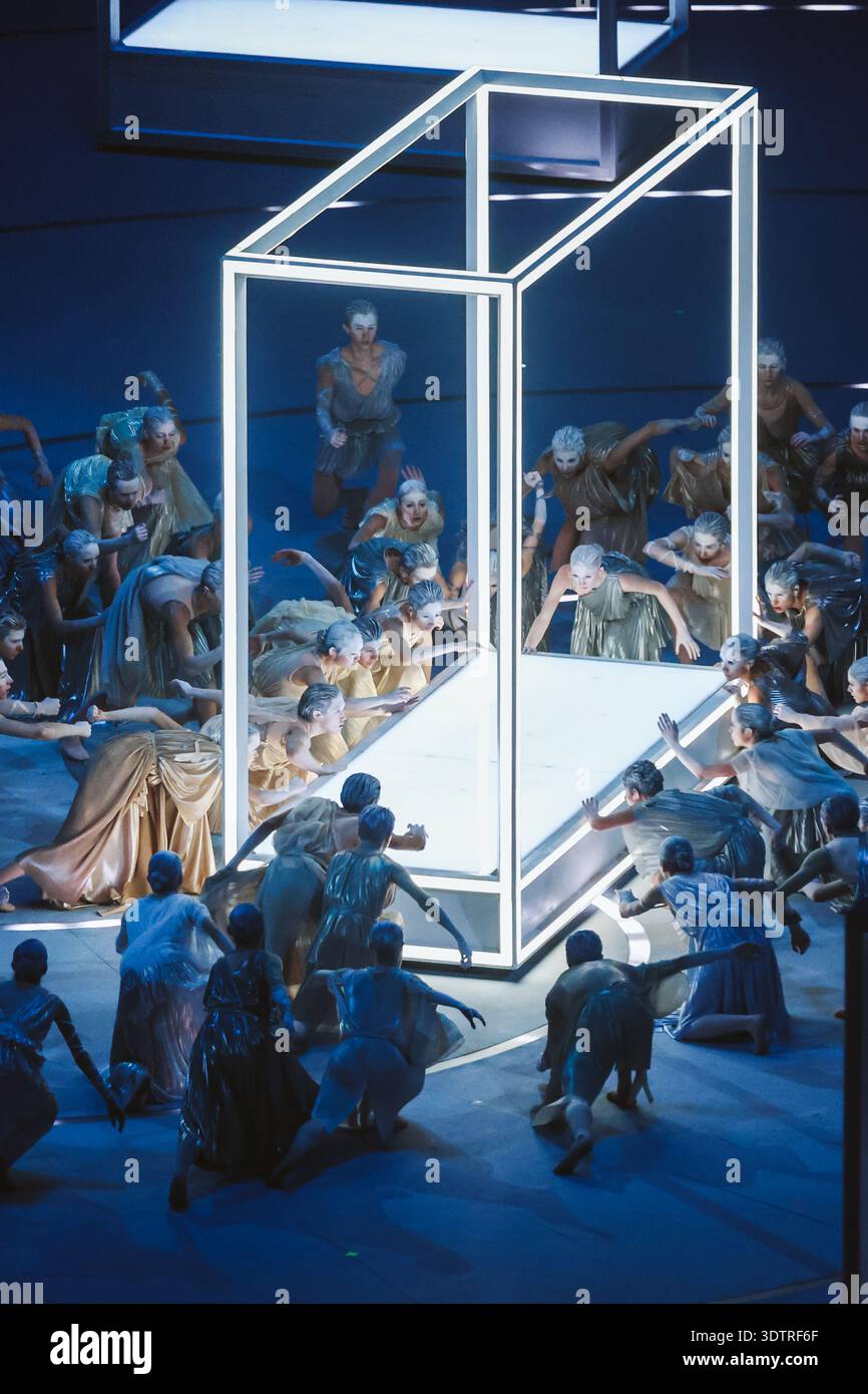 In Milan, Italy, on February 6, 2026, a general view shows dancers from ...
