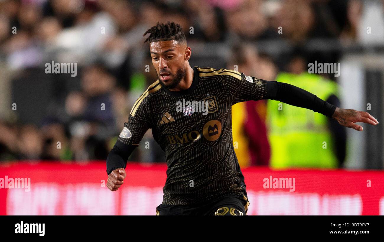 LAFC forward Denis Bouanga (99) dribbles during an MLS soccer match ...