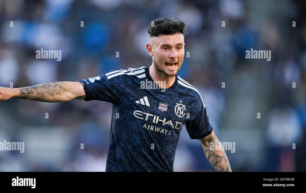 New York City FC midfielder Aiden O'Neill (21) gestures during an MLS ...