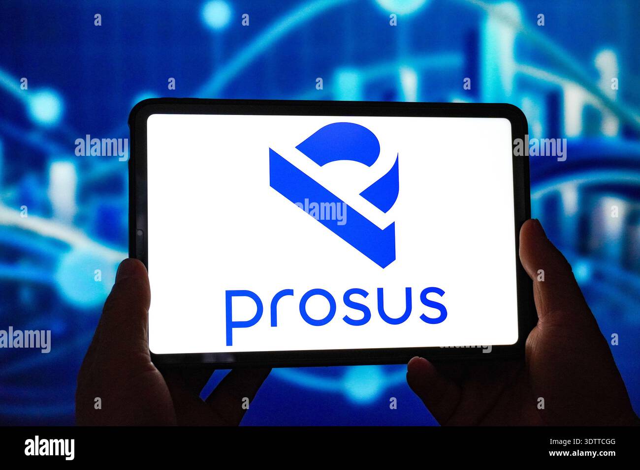 In this photo illustration, the Prosus logo is seen displayed on the ...