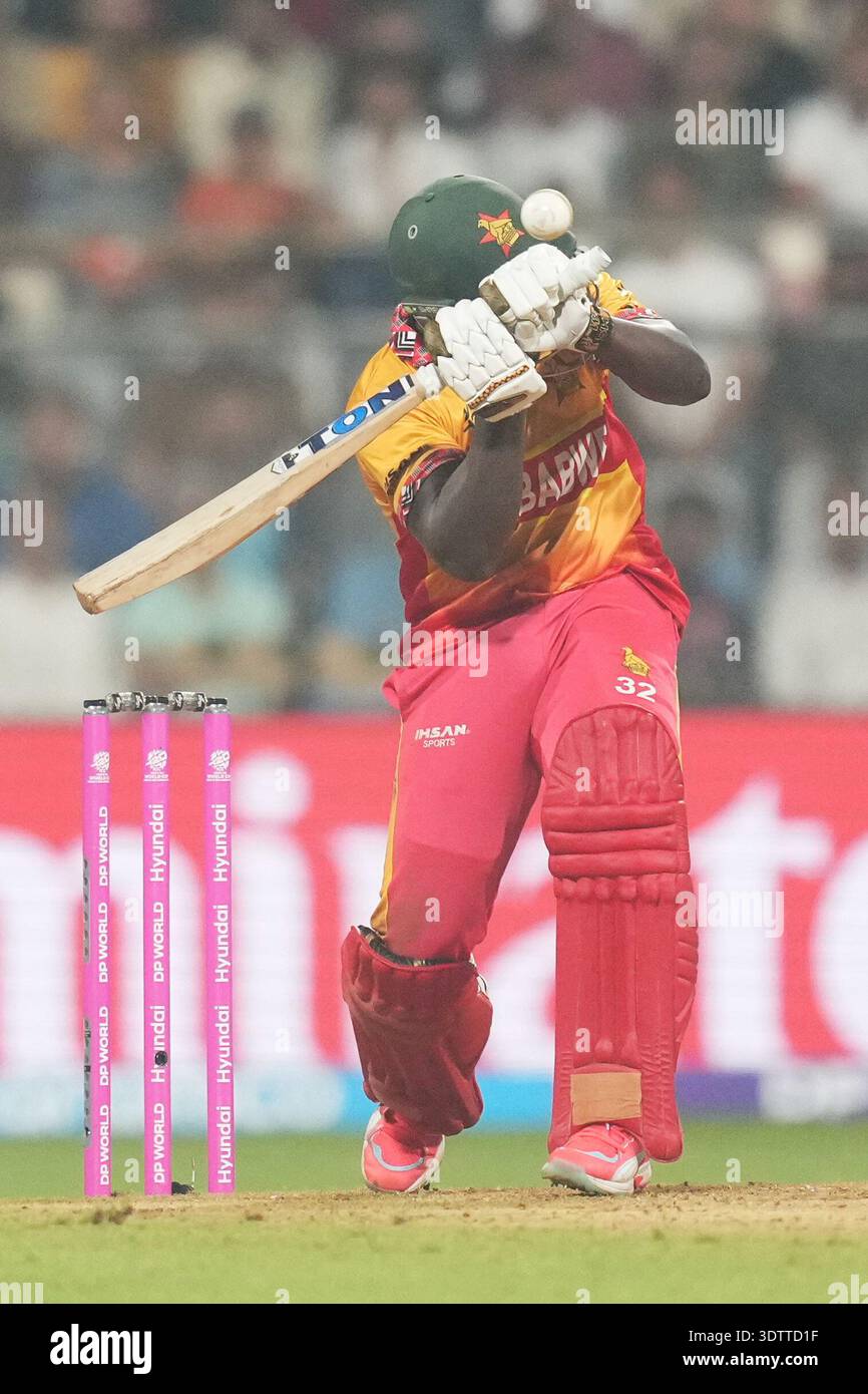 Zimbabwe's Tony Munyonga plays a shot during the T20 World Cup cricket ...