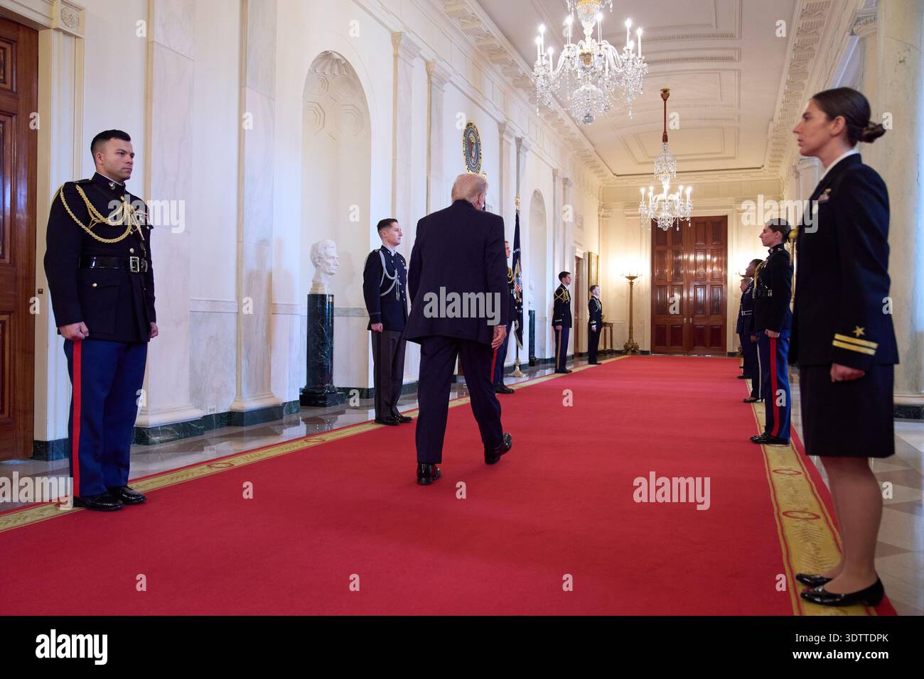 President Donald Trump walks off after an event to proclaim "Angel ...