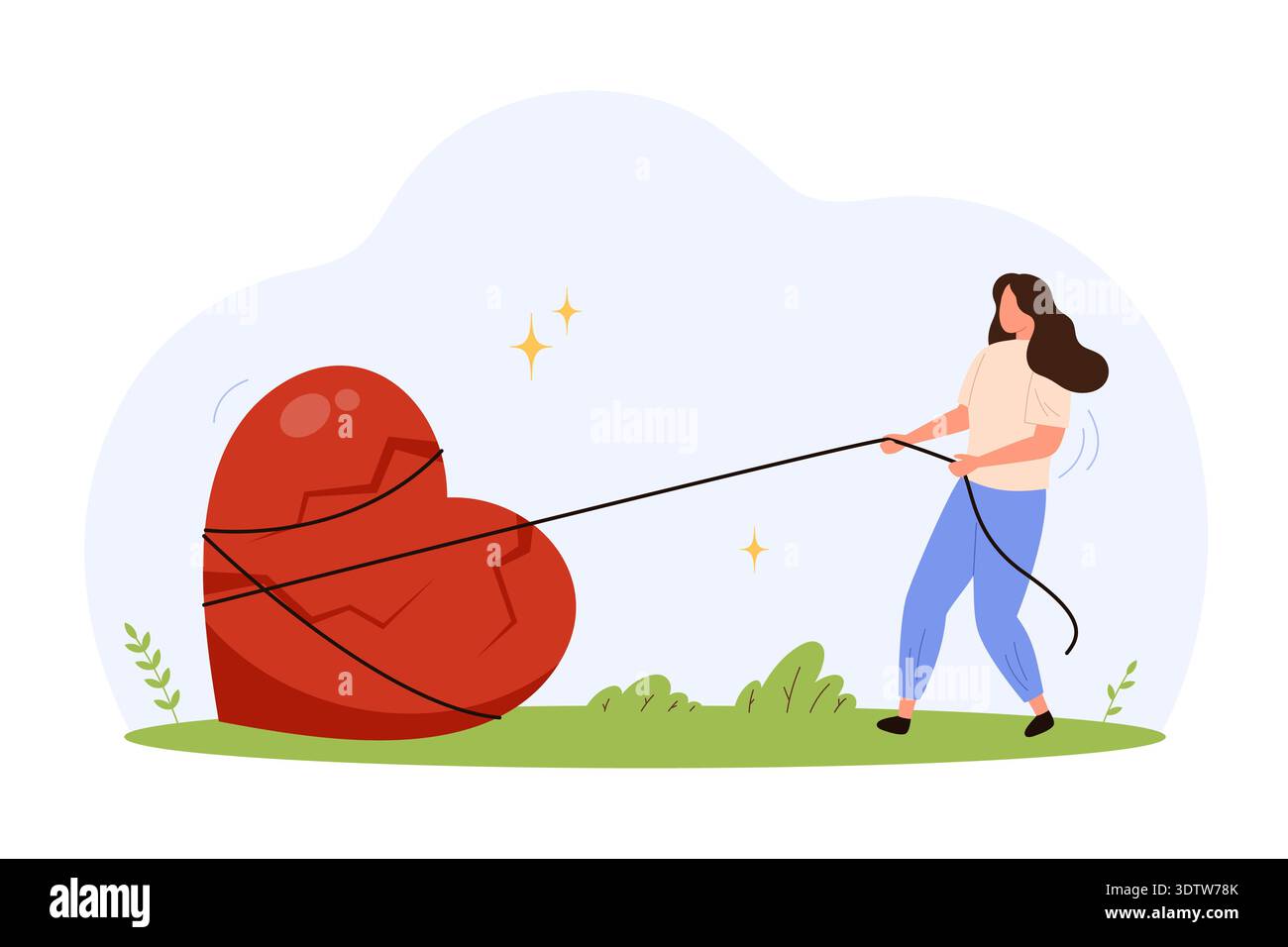Woman pulling rope white background Stock Vector Images - Alamy