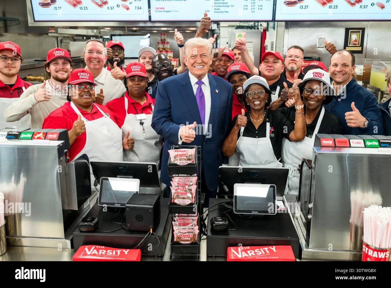 President Donald J. Trump poses with employees inside The Varsity in ...