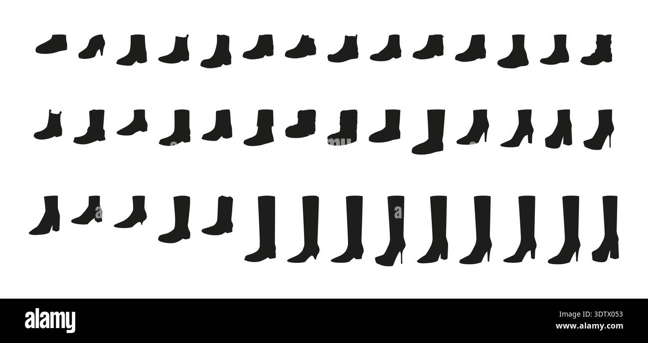 Footwear silhouettes collection sketch pair. Multiple shoe styles with ...