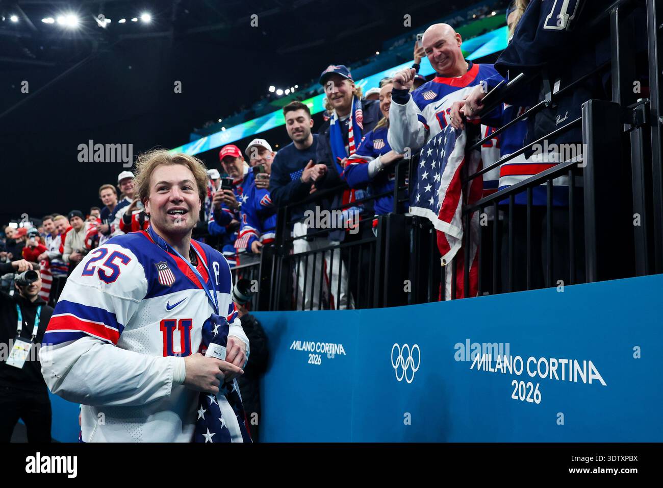 Charlie MsAvoy of United States of America celebrates during the Ice ...