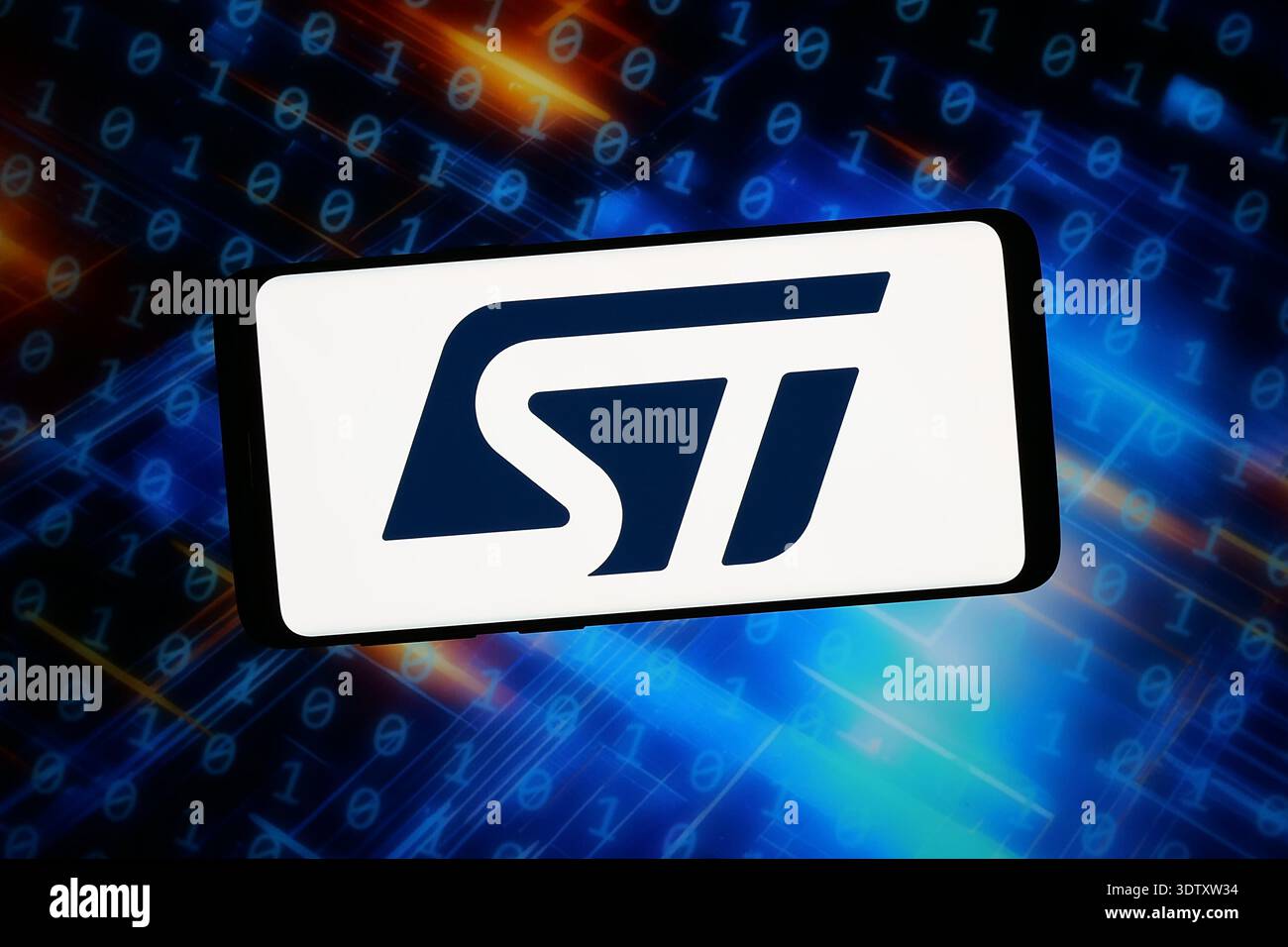 In this photo illustration, the logo of company STMicroelectronics NV ...