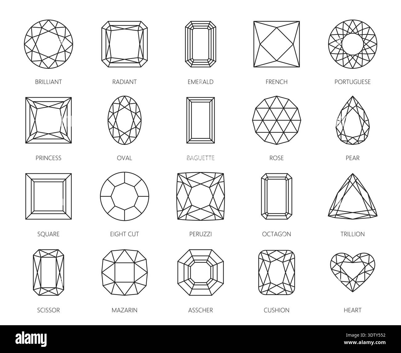 Gemstone line icon Black and White Stock Photos & Images - Alamy