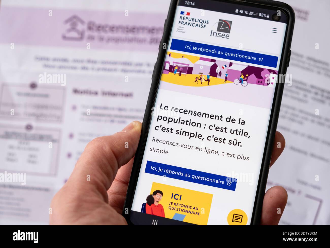 INSEE 2025 Population Census: form with internet codes to respond to ...