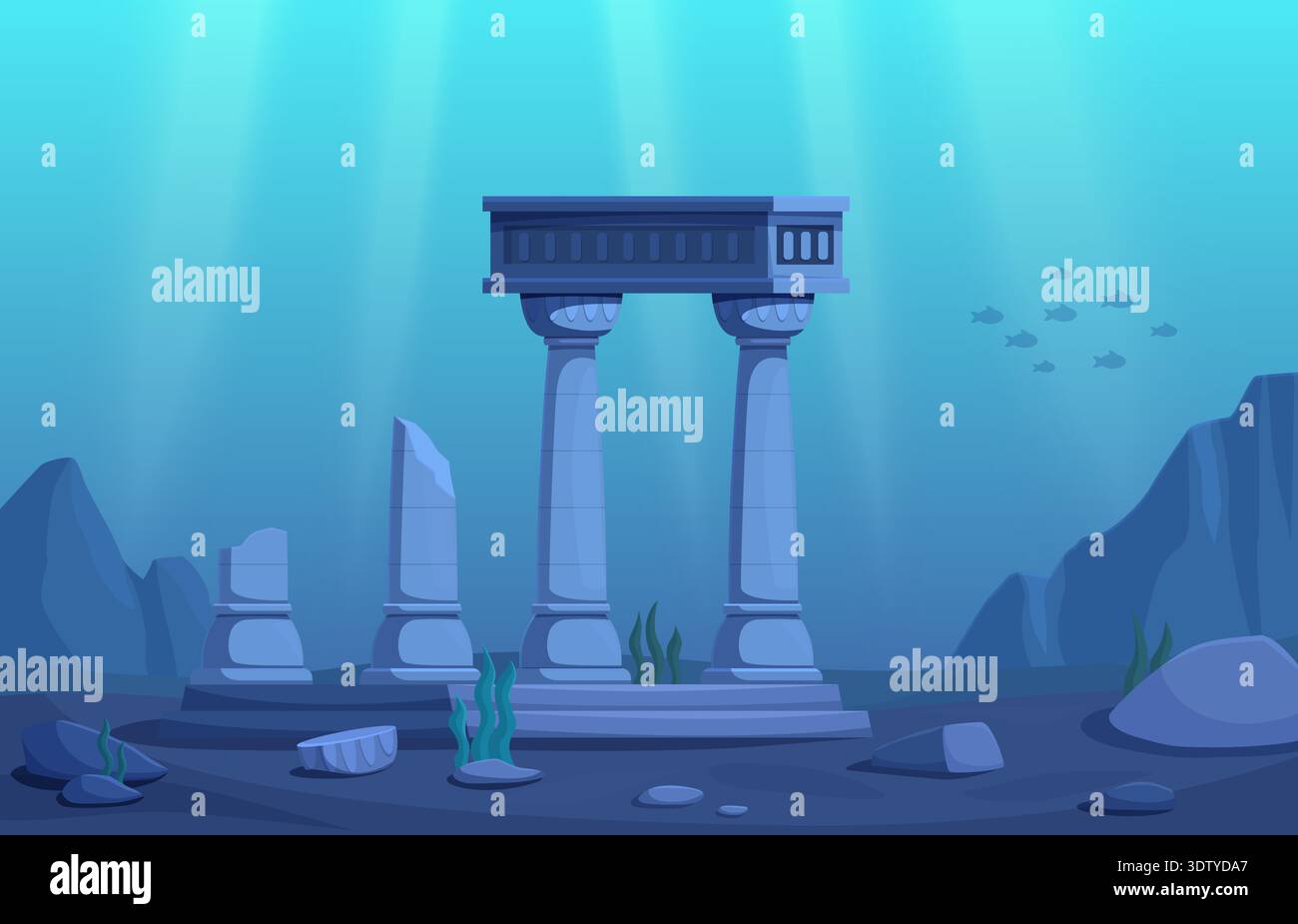 Ancient underwater city Stock Vector Images - Alamy