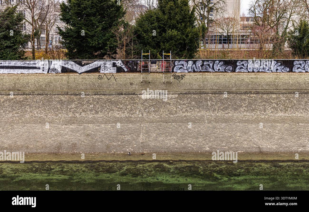 Lowered Letten Canal Zürich, Switzerland, 31st Jan 2026: At the upper ...