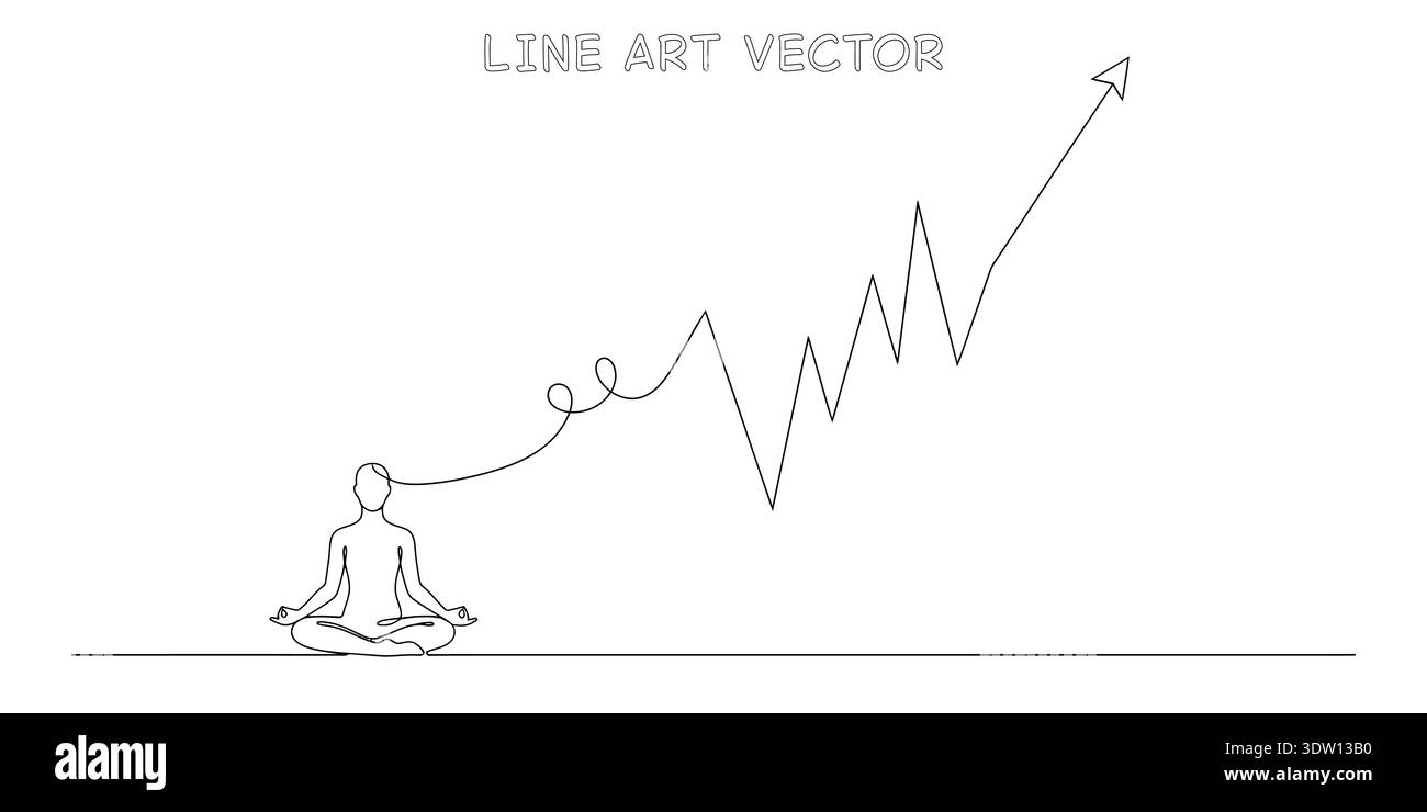 Flat design vector of a woman reviewing a rising stock market graph ...