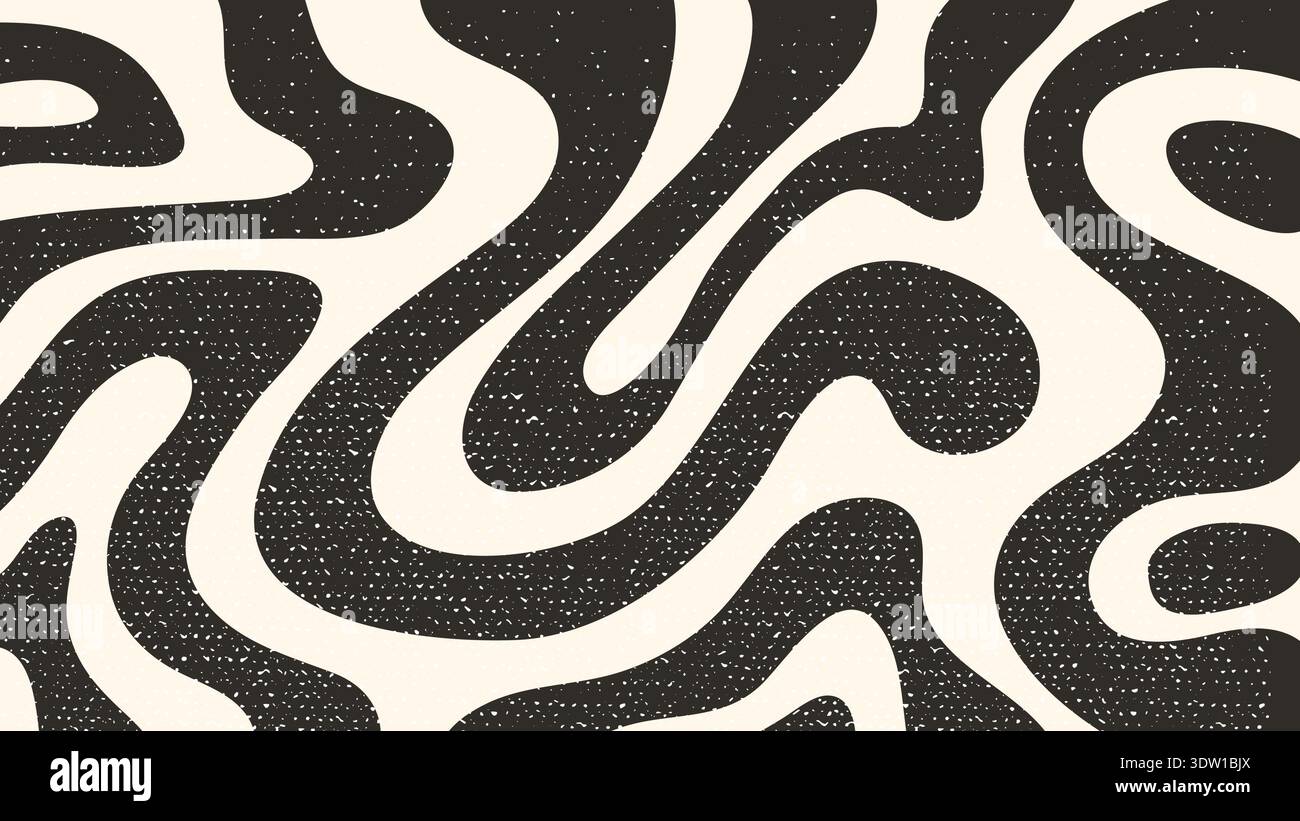Minimalist background featuring bold black and white wavy fluid shapes ...