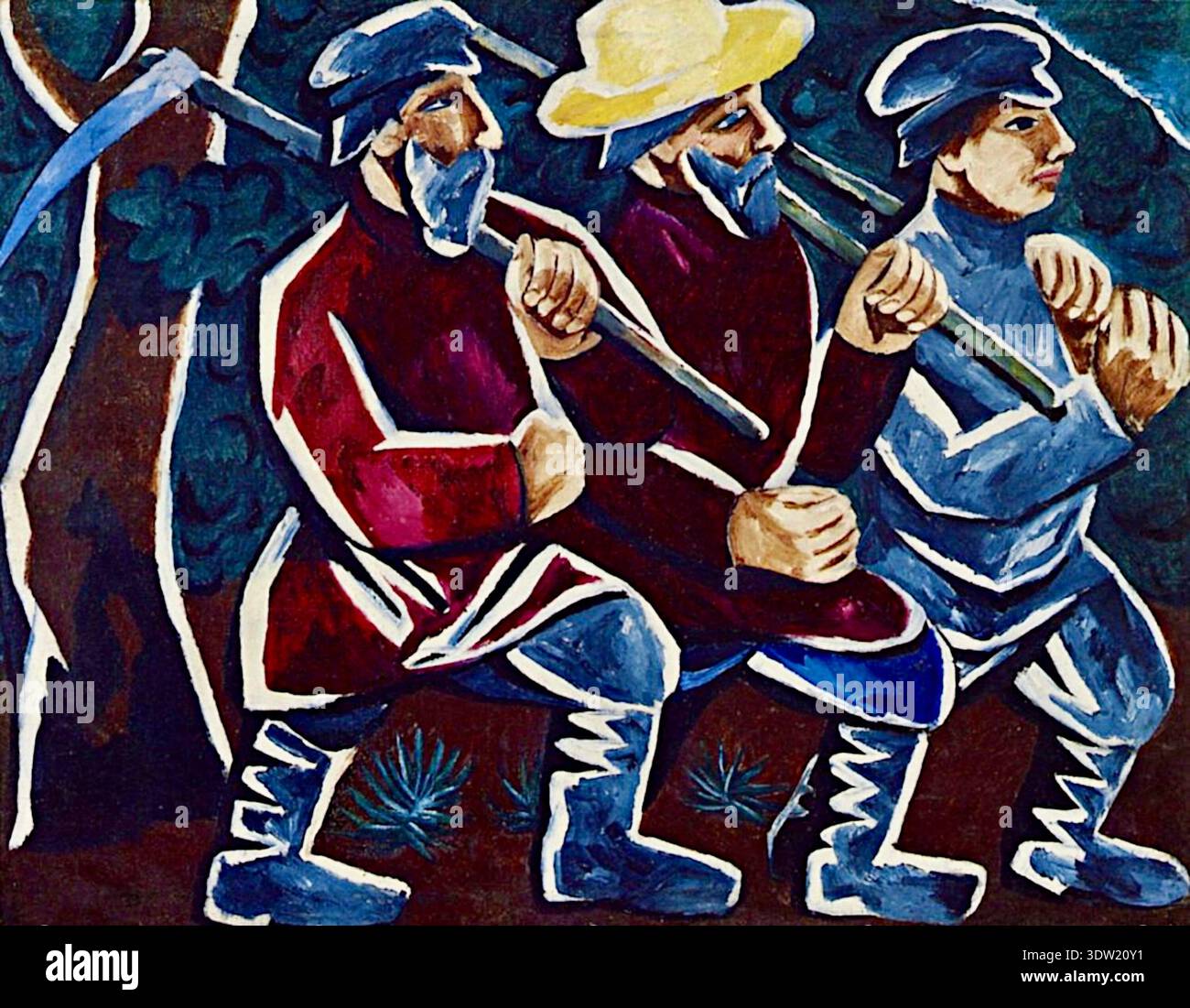 Natalia Goncharova - Reapers - 1911 - The painting depicts three ...
